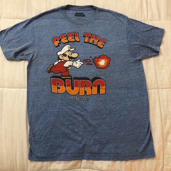 Other | Shirts | Vintage Blue Official Super Mario Feel The Burn Tee | Poshmark